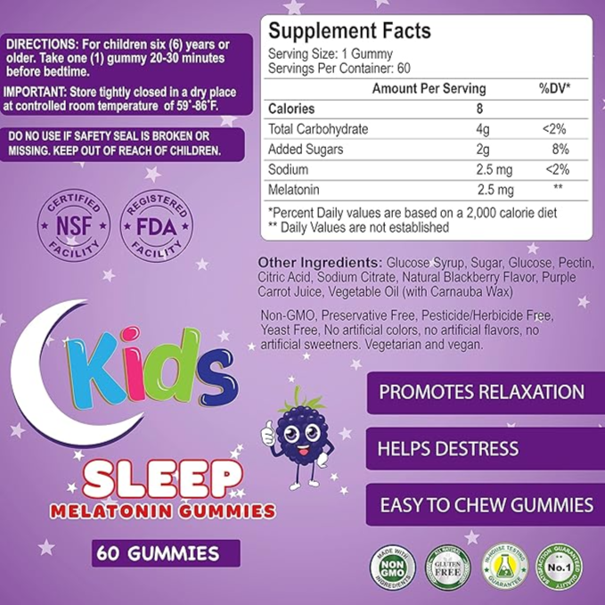 Alfa Sleep Melatonin Gummies For Kids 60 PC | Vitamin Qatar